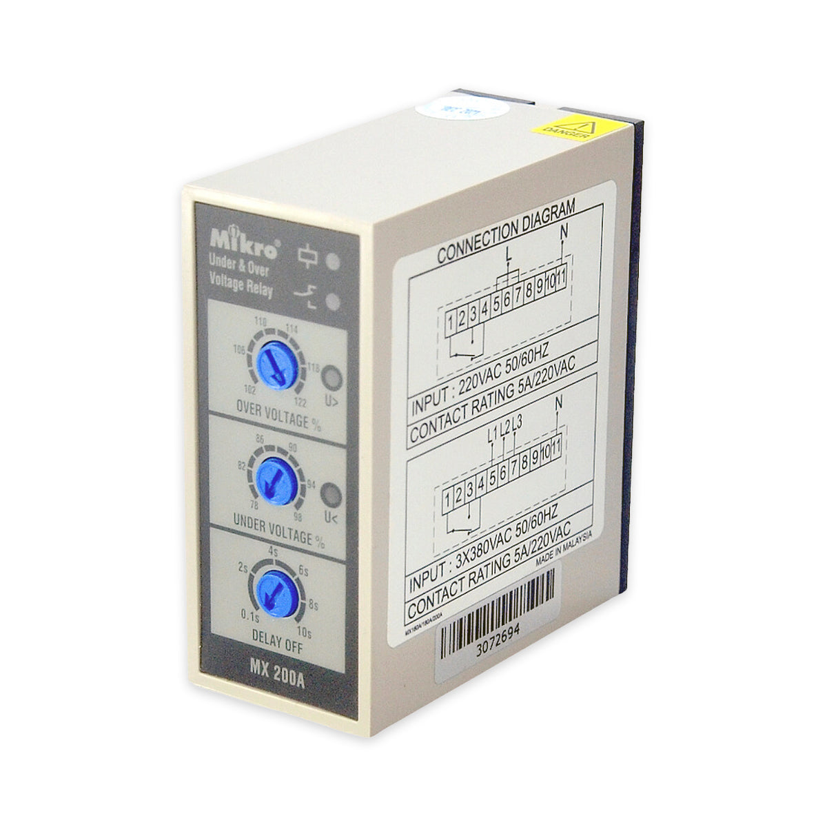 Relay Mikro MX-200 bảo vệ mất pha, bảo vệ điện áp 380V/AC - NPOWER